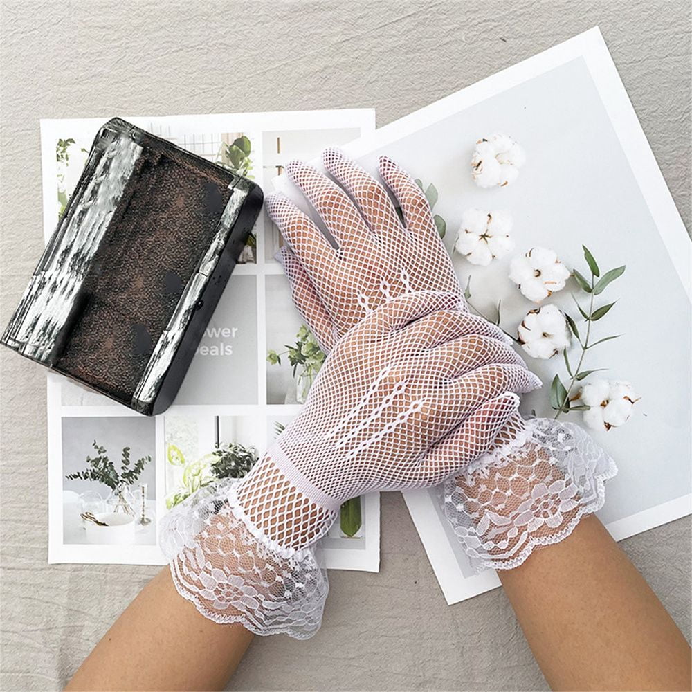 Prom Costume Uv-proof Driving Hollow Out Sexy Mesh Fishnet Gloves Bride ...