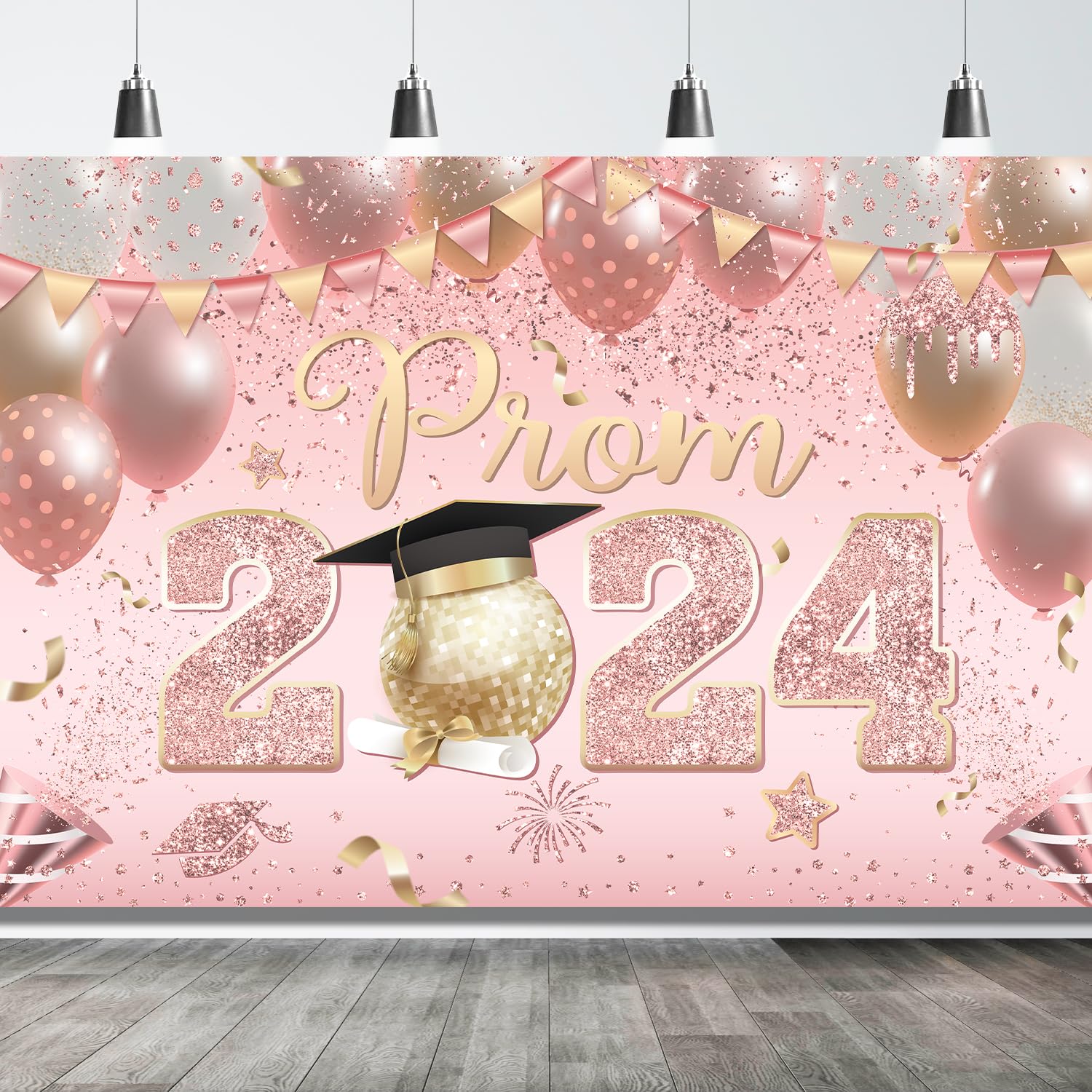 Prom Decorations 2024 Backdrop Banner Pink Rose Gold Graduation Party ...