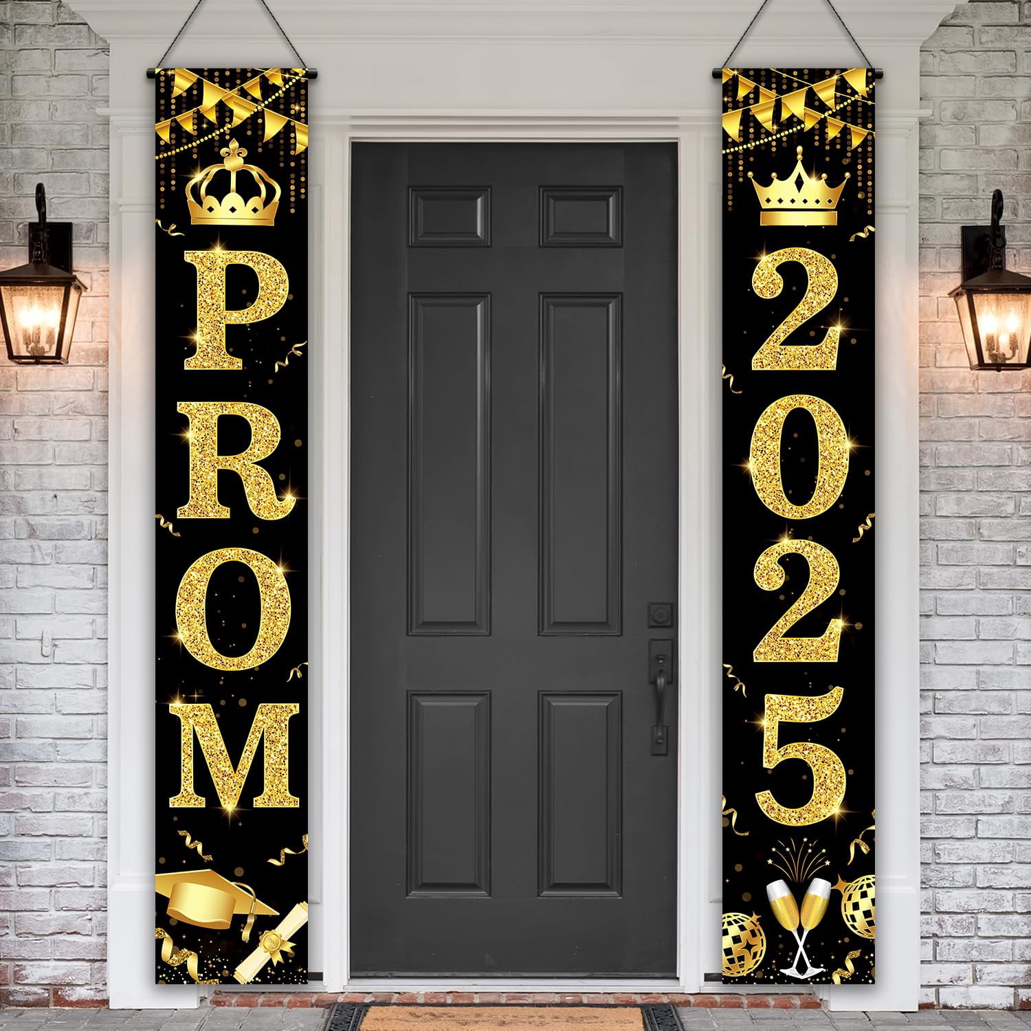 Prom Decorations 2025, Black MMF7 and Gold Door Banner, Front Porch ...