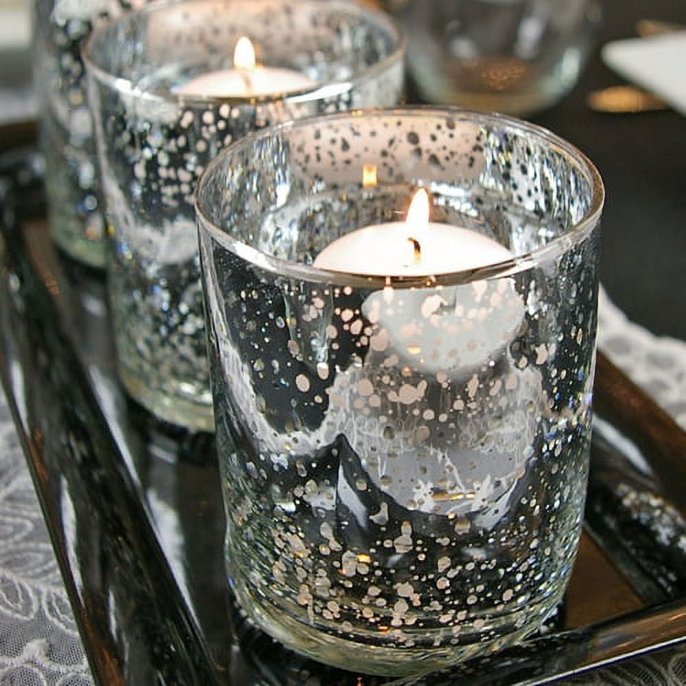 Prom Lights Mercury Glass Candle Holders 4 inch Silver Aged Set of 6 ...