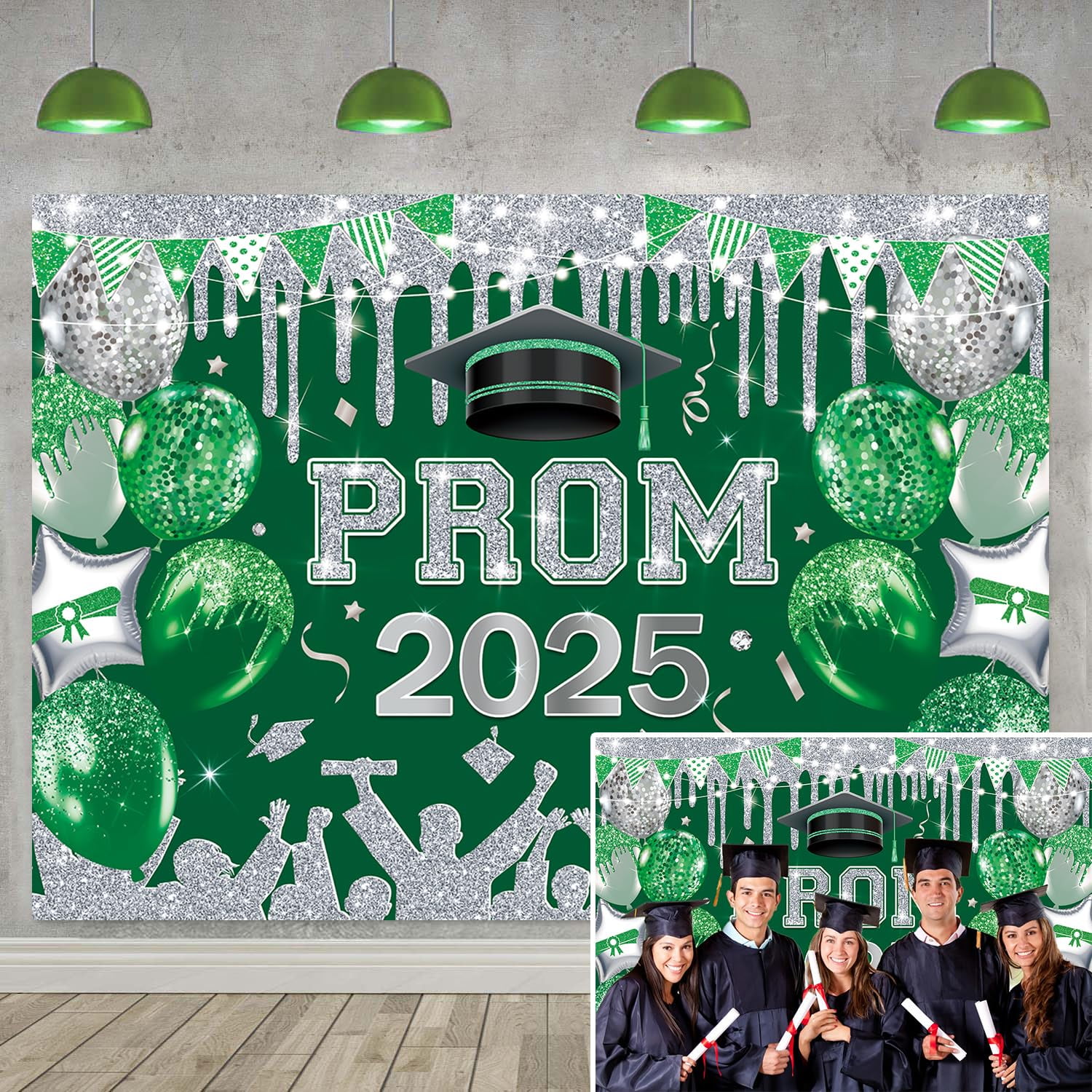 Prom Night Backdrop 2025 Black and Silver Graduation Photography ...