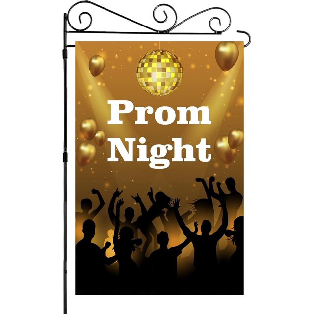 Prom Night Garden Flag, Prom 2024 Graduation Lawn Yard Flag, Gold ...