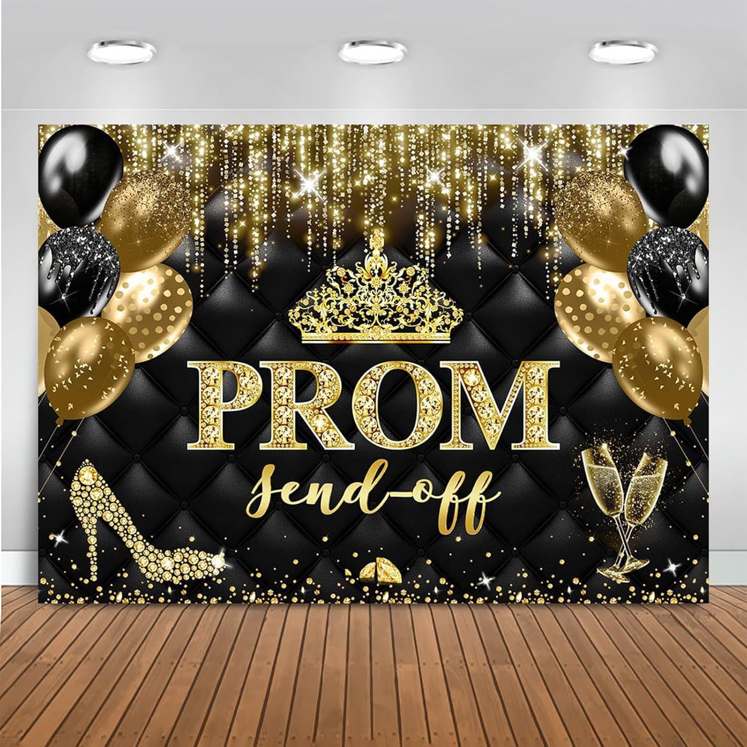 Prom Send Off 2025 Backdrop Gold Crown Graduation Prom Night Party ...