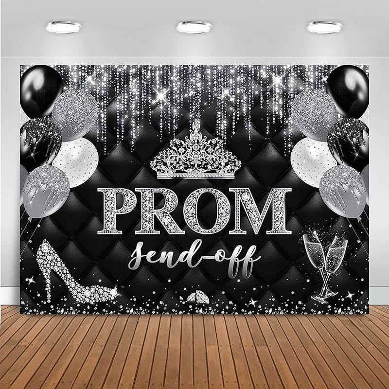Prom Send Off 2025 Backdrop Silver Crown Graduation Prom Night Party ...