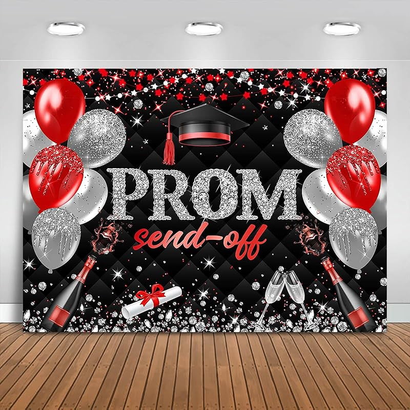 Prom Send Off 2025 Graduation Backdrop Red and Black Class of 2025 Prom ...