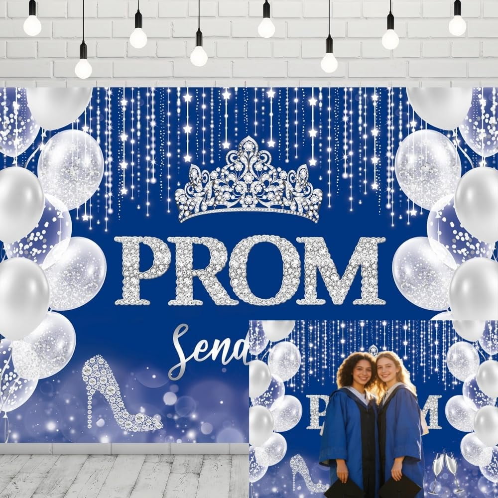 Prom Send Off 2026 Photography Backdrop Glitter Crown Congrats ...