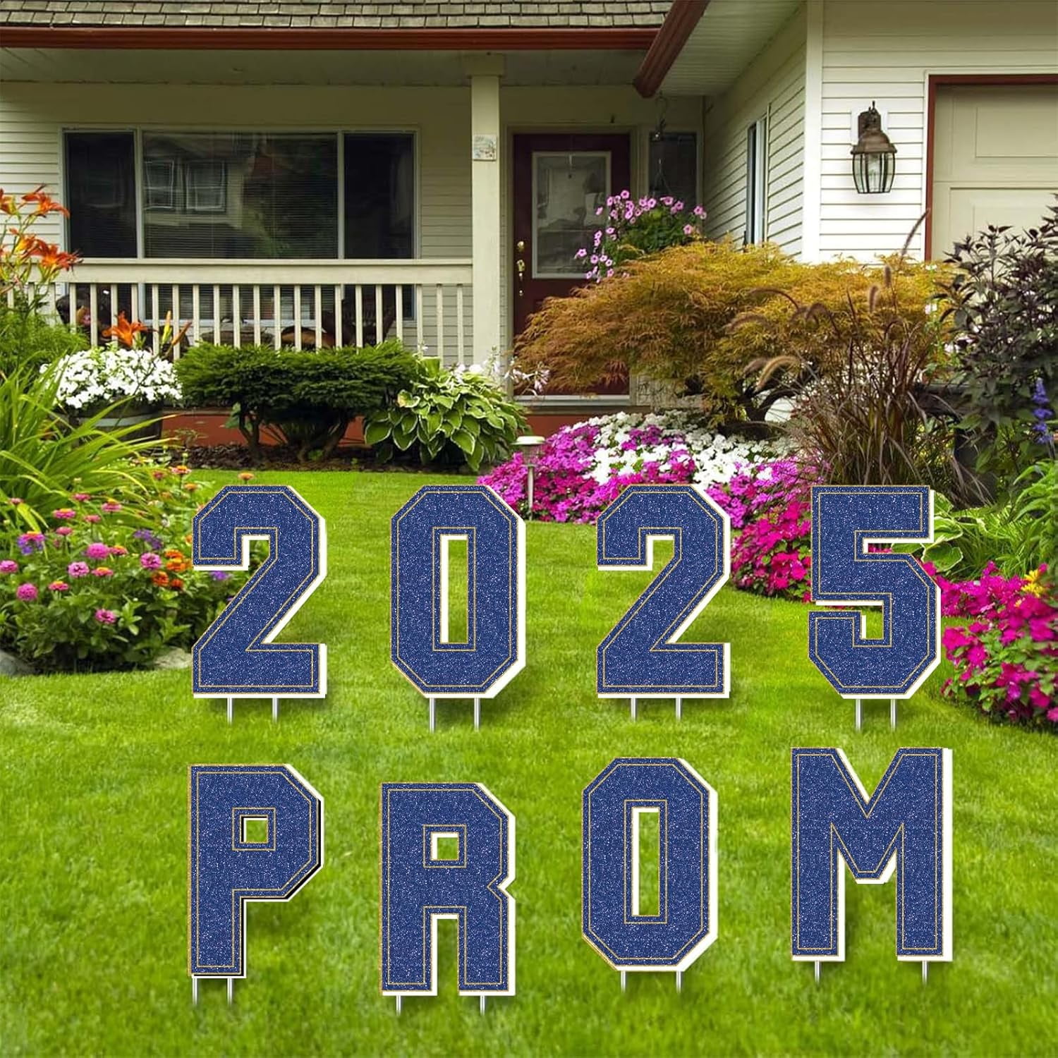 Prom Send Off Decorations 2025, 8Pcs Blue and Gold Prom 2025 Yard Signs ...