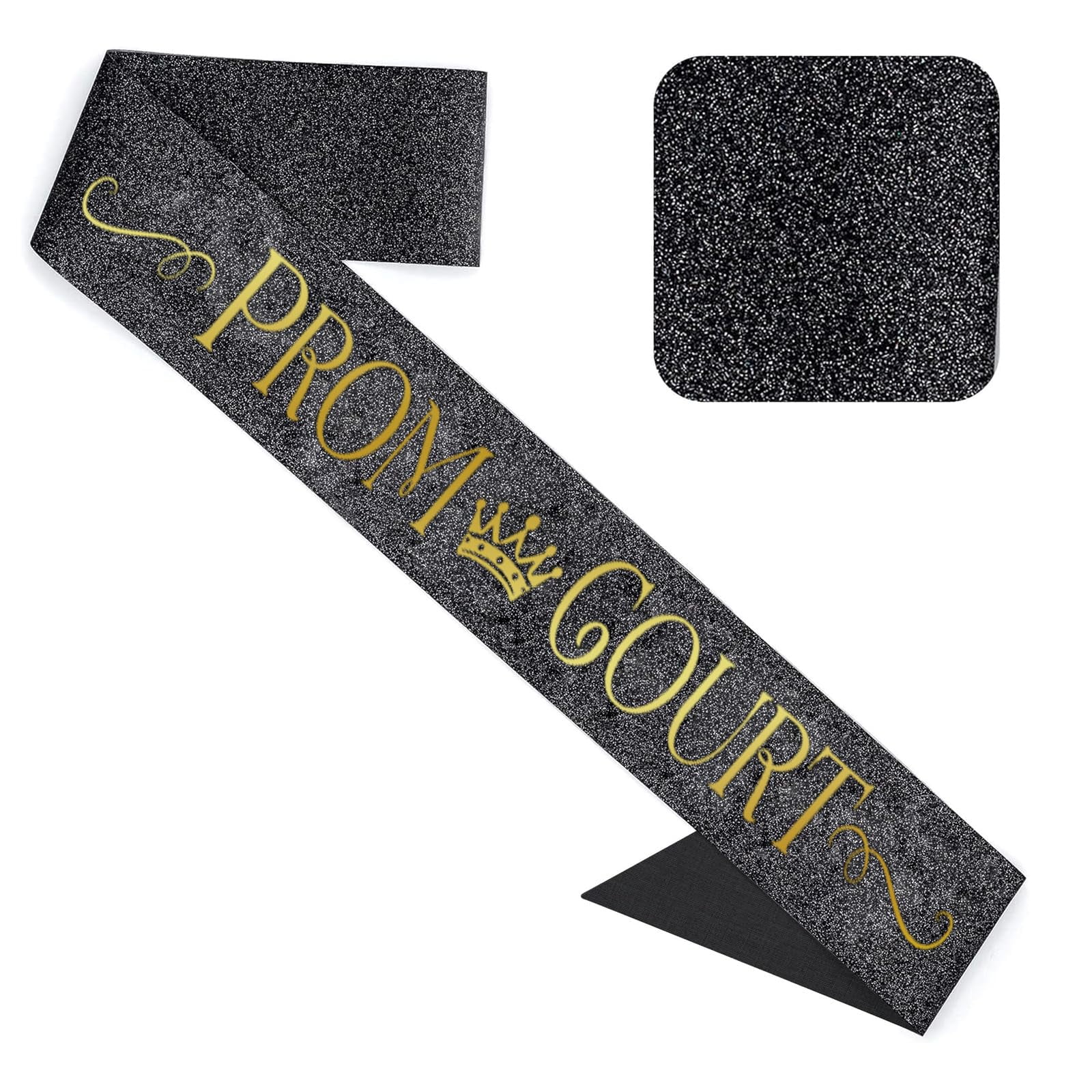 Prom TMH1 Gourt Sash Black Gold Glitter Lettering School Dance ...