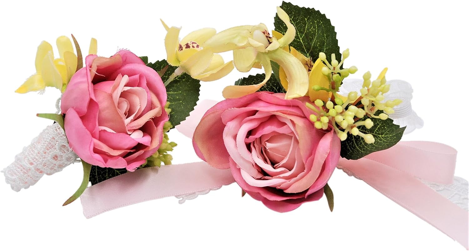 Prom Wrist Corsage Brooch Boutonniere Set Wedding Event Party Wristband ...