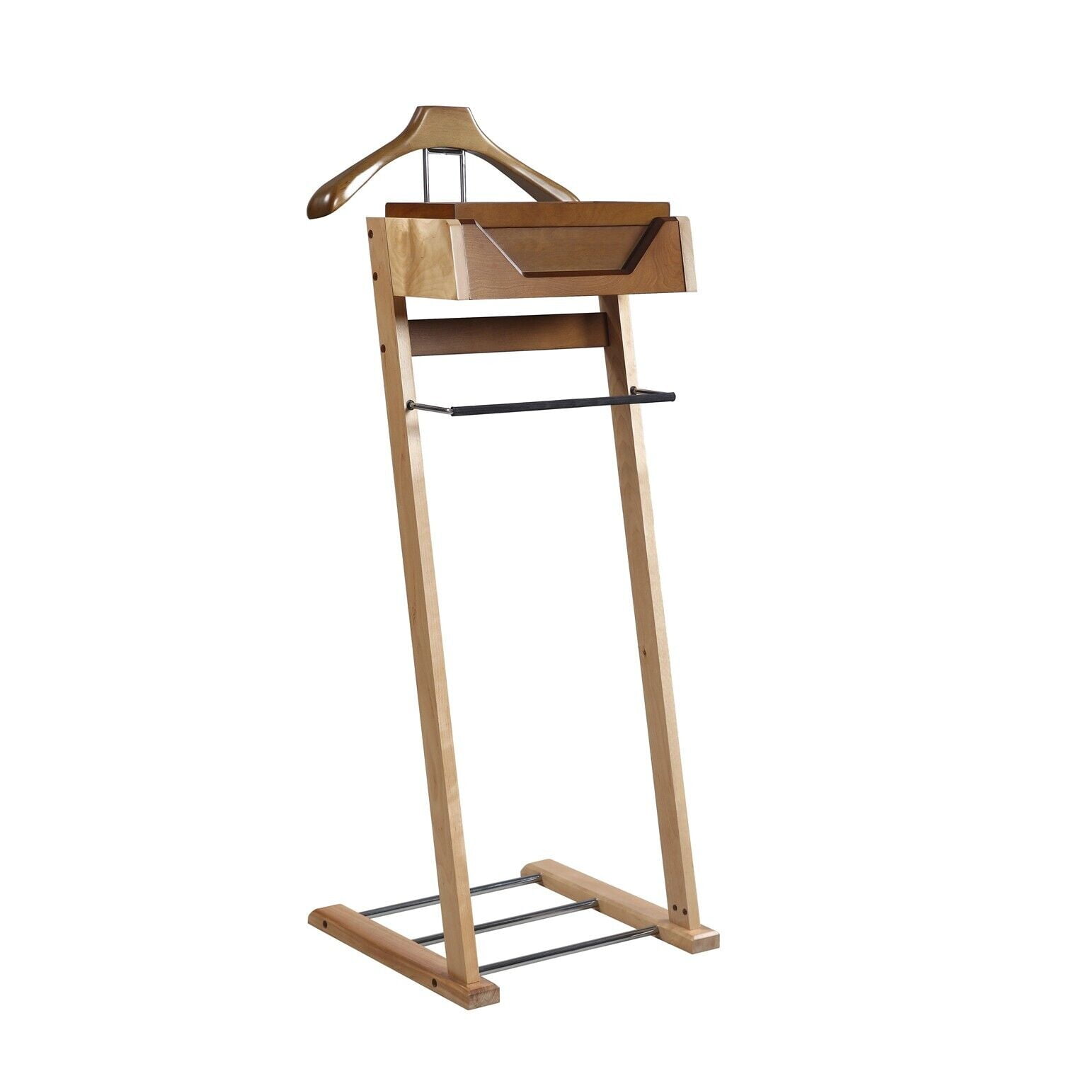 Proman Products Newport Wooden Valet Stand with Wooden Hanger and ...