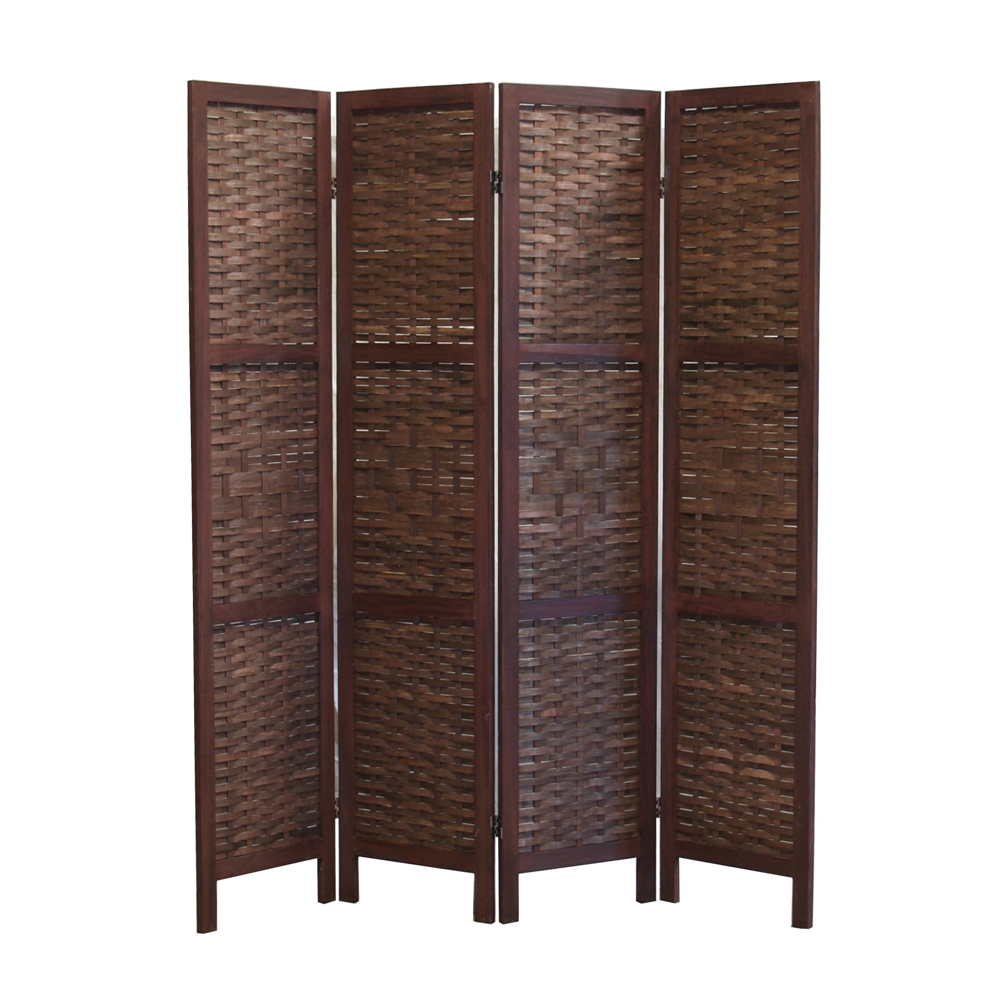 Proman Products Saigon 4 Panel Folding Screen, 67" Tall, Walnut ...