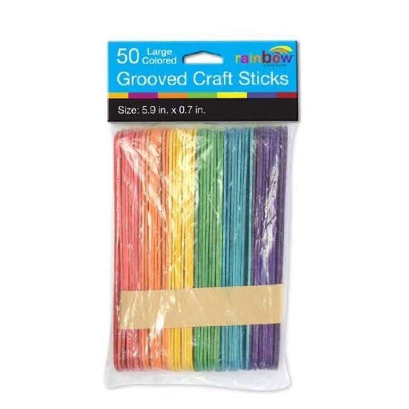Promarx 2329679 Grooved Rainbow Color Craft Sticks - 50 Count - Case of ...