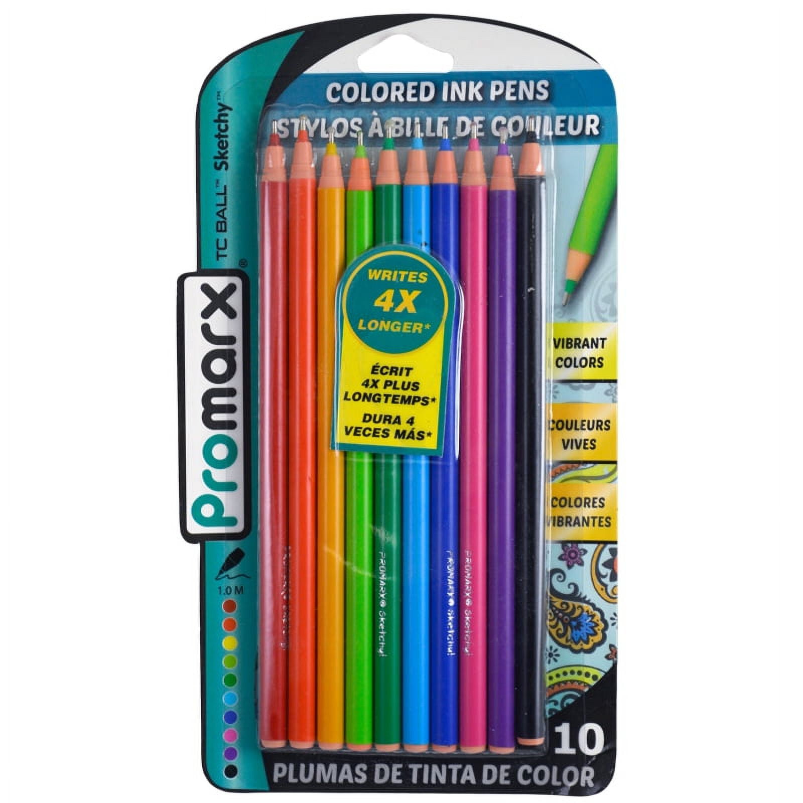 Promarx TC Ball Sketchy Pens, 1.0 mm Tips, Vibrant Ink, 10 Pack for ...