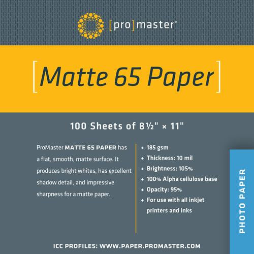 Promaster 3330 Matte 65 Paper 8.5"x11" - 100 Sheets Inkjet - Walmart.com