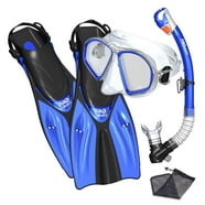 Snorkeling Scuba Dive DRY Snorkel Purge Mask Diving Fins Gear Set ...