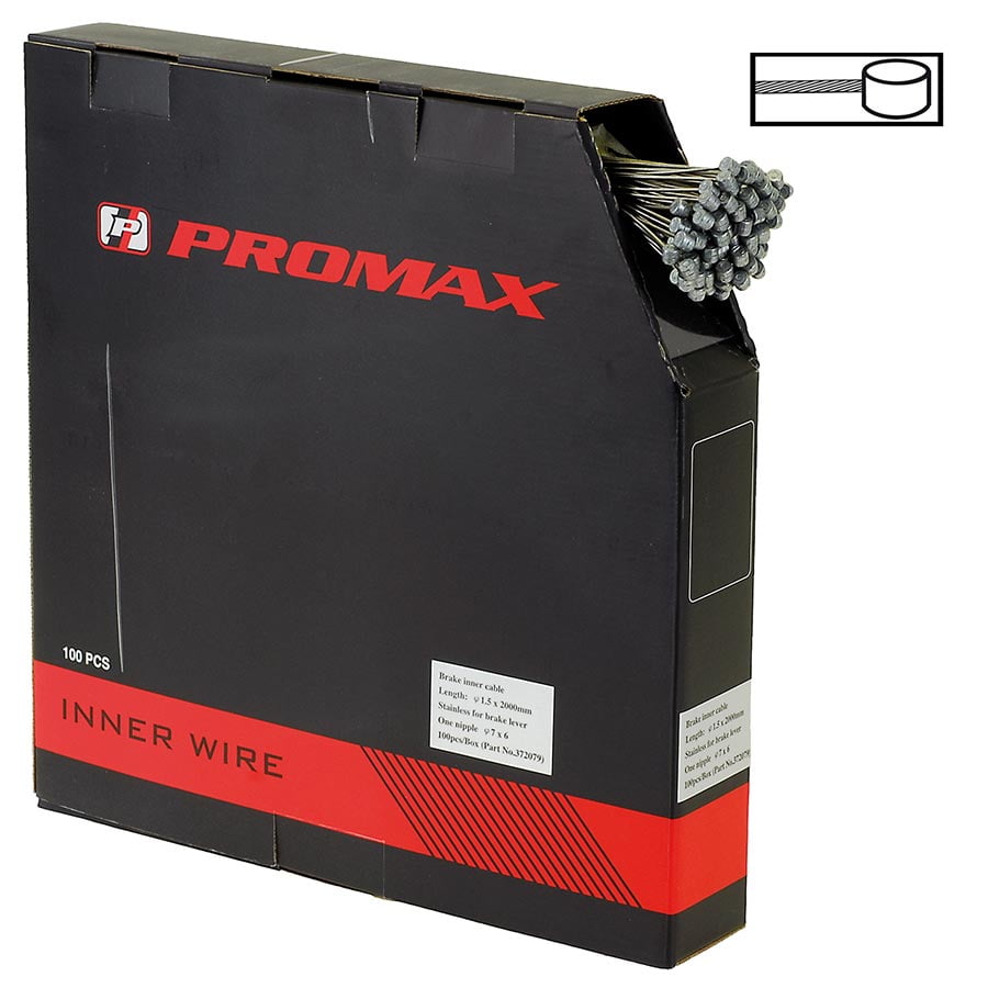 Promax 2000BG Brake Cable 1.5mm, 2000mm, Stainless Steel, MTB, Box of ...