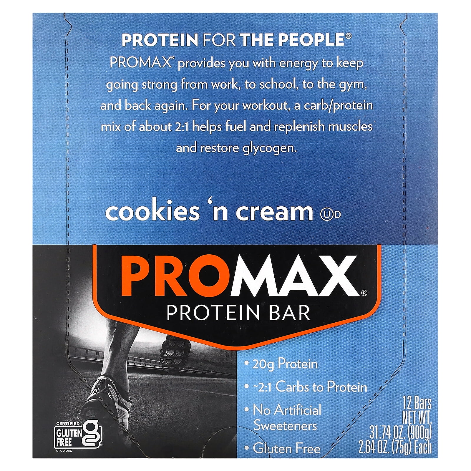 Promax 20g Protein Bar, Cookies and Cream Flavor, Muscle Defense ...