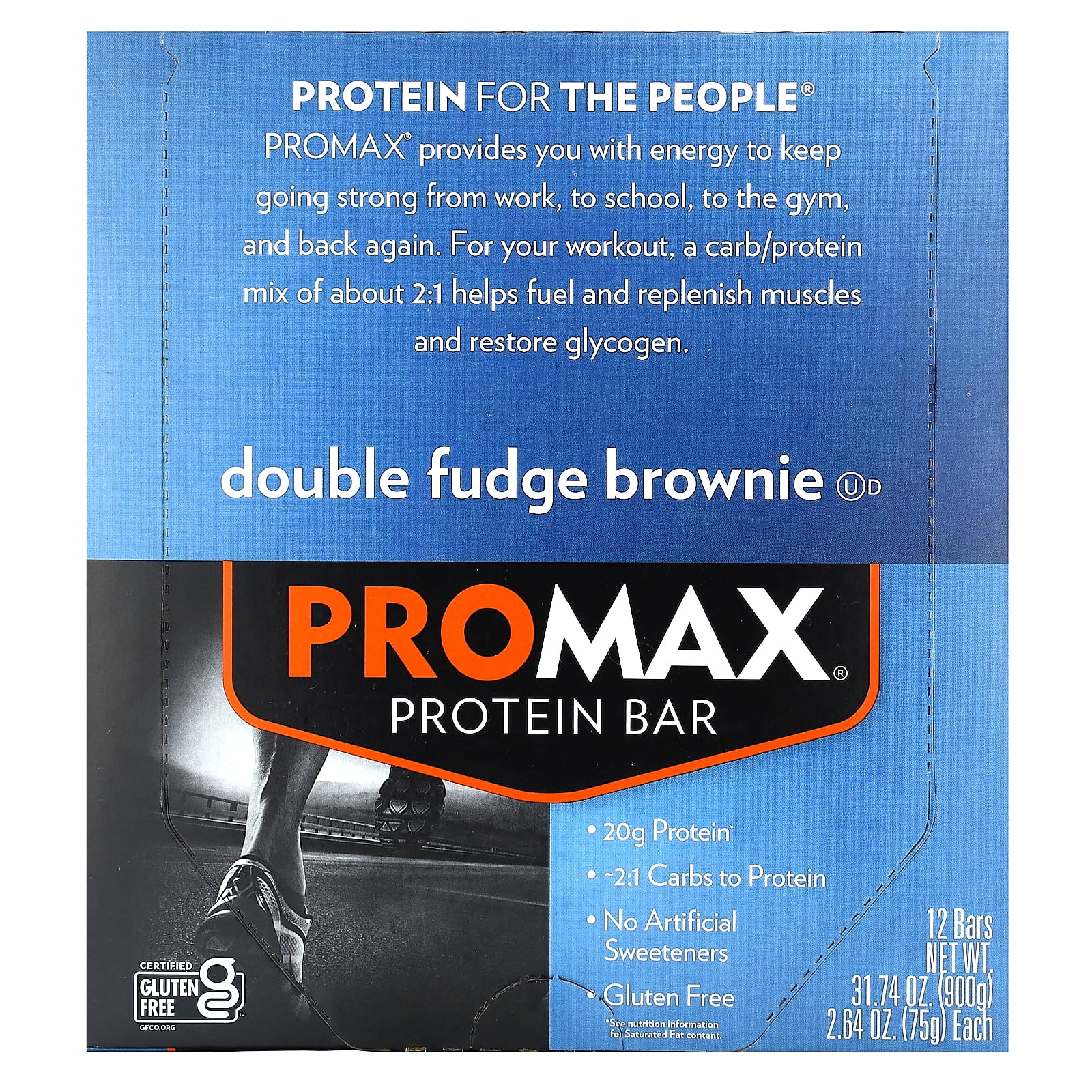 Promax, 20g High-Protein Muscle Fuel Bar, Double Fudge Brownie Flavor ...