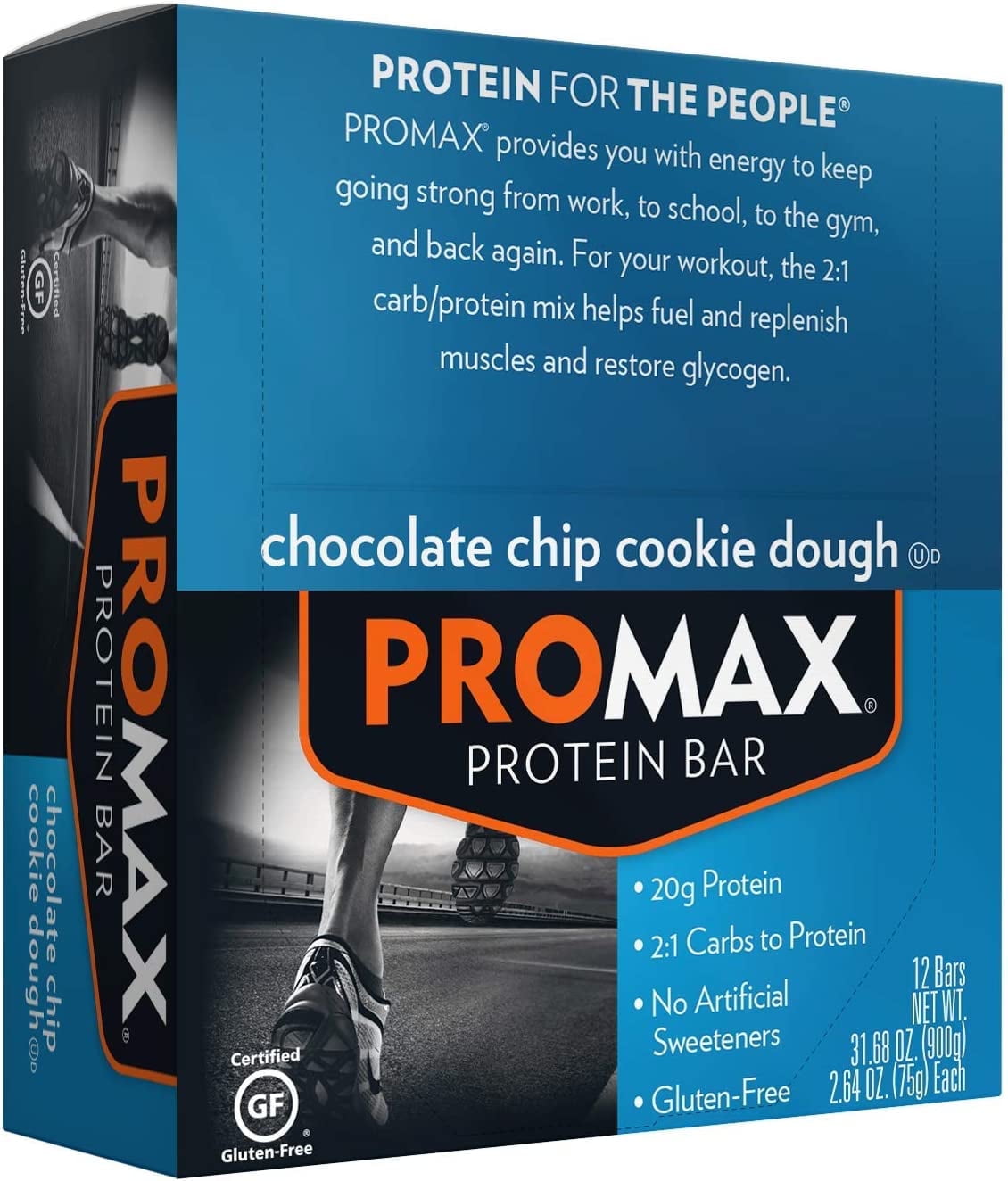 Promax Gluten Free Protein Bar Chocolate Chip Cookie Dough -- 12 Bars ...