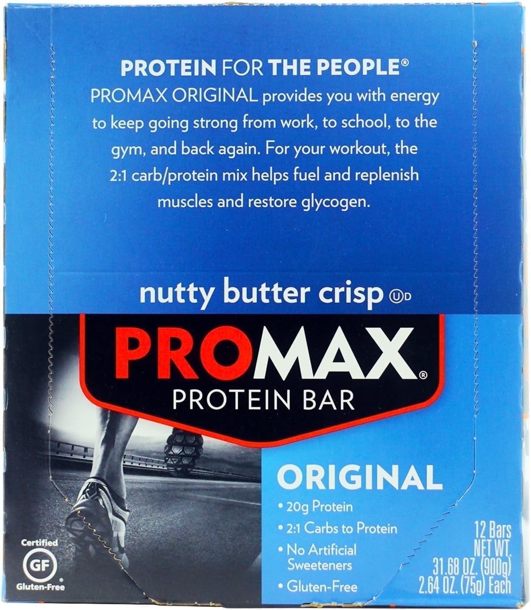 Promax Gluten Free Protein Bar Nutty Butter Crisp - 12 Bars Pack of 4 ...