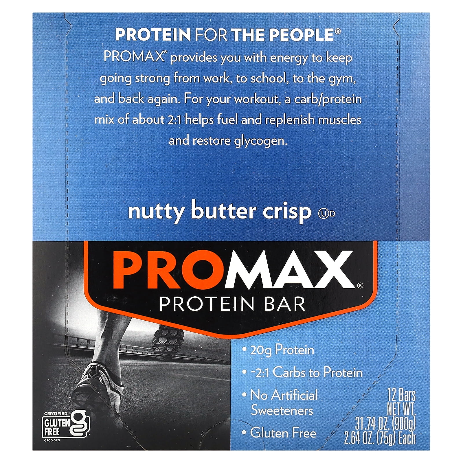 Promax Clean Brand Protein Bar, Salted Nutty Butter Crisp, 20g Protein ...