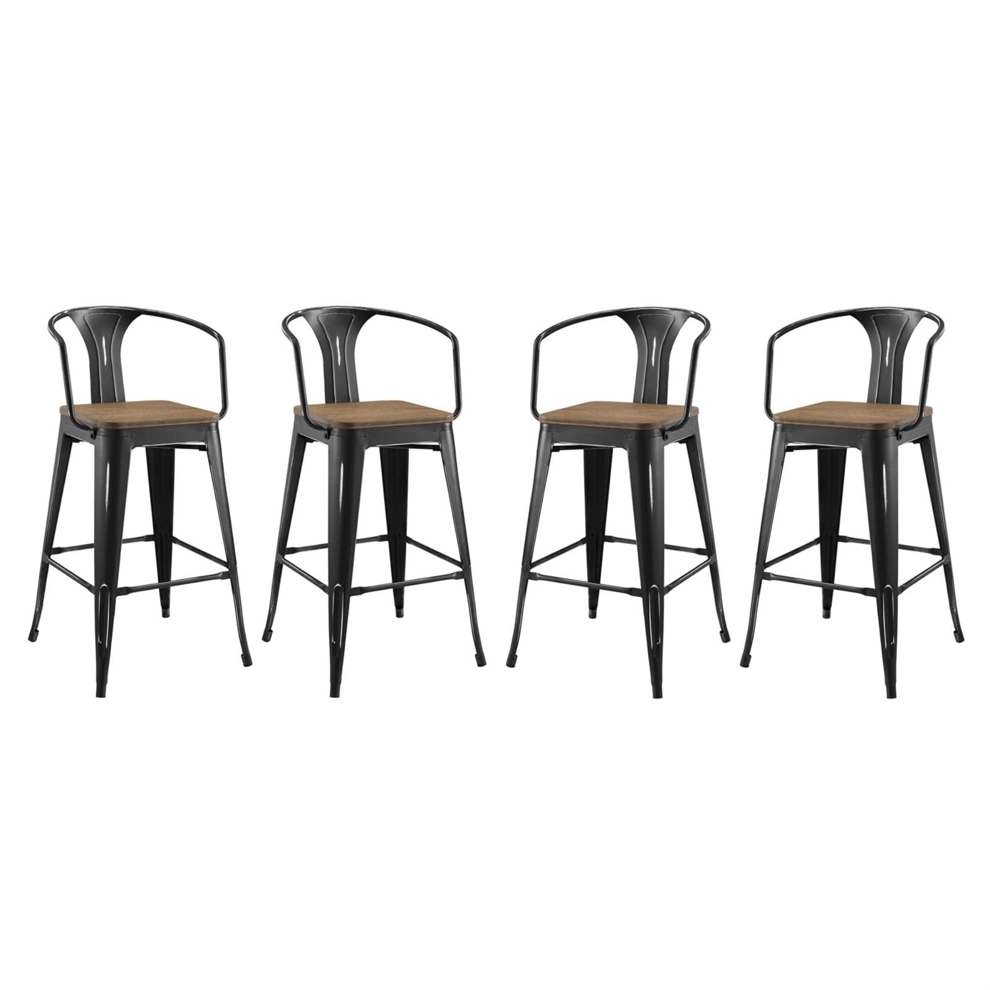 Promenade Arm Bamboo and Metal Bar Stool Set of 4 - Vintage Powder ...