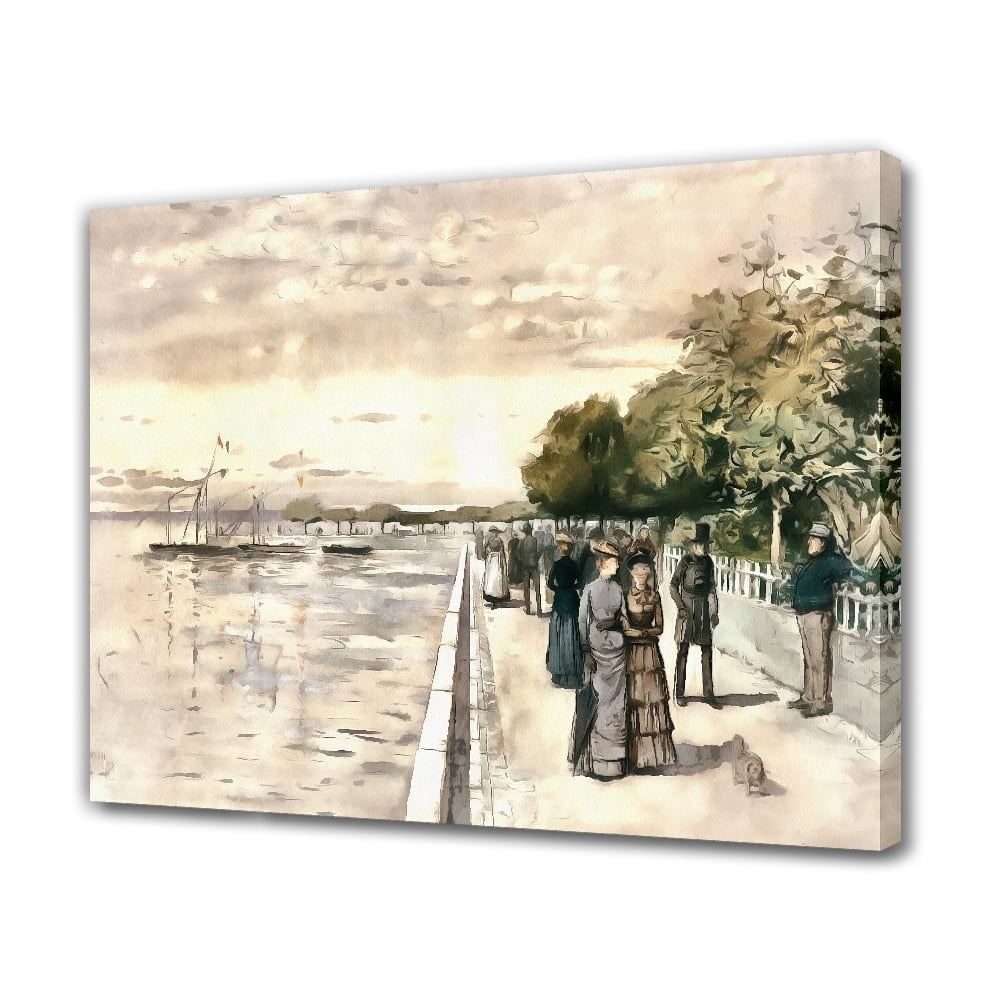 Promenade Watercolor Painting Canvas Poster Bedroom Decor Sports ...