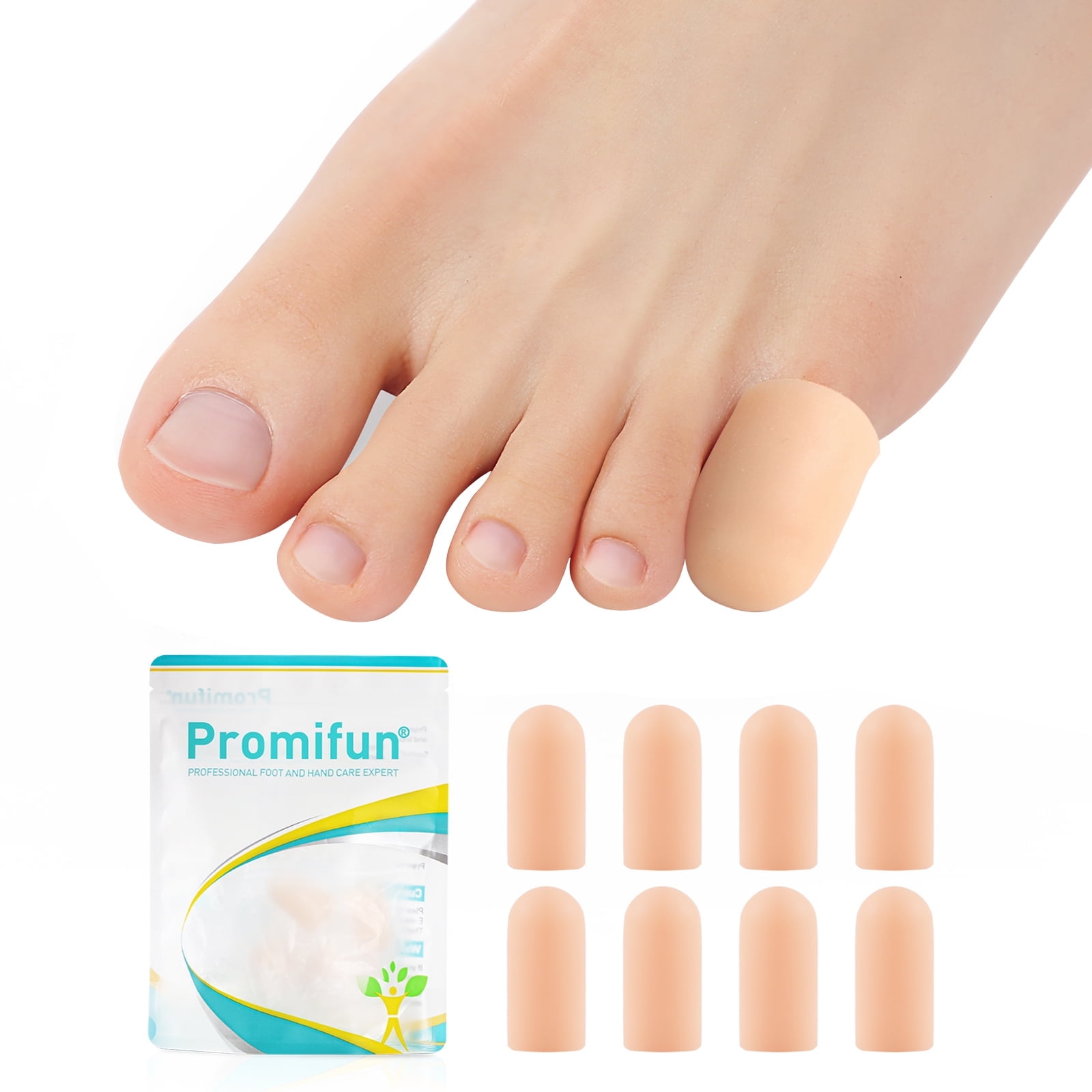 Promifun 4 Pairs Silicone Toe Protectors Caps Foot Pain Relief Ingrown ...