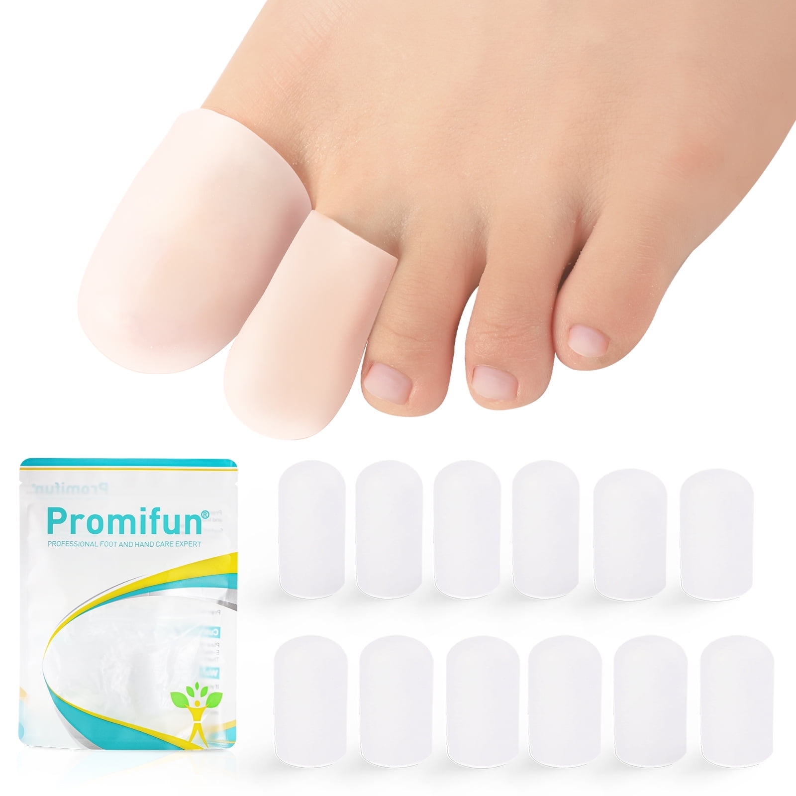 Promifun 6 Pairs Silicone Toe Protectors Caps Foot Pain Relief Ingrown ...