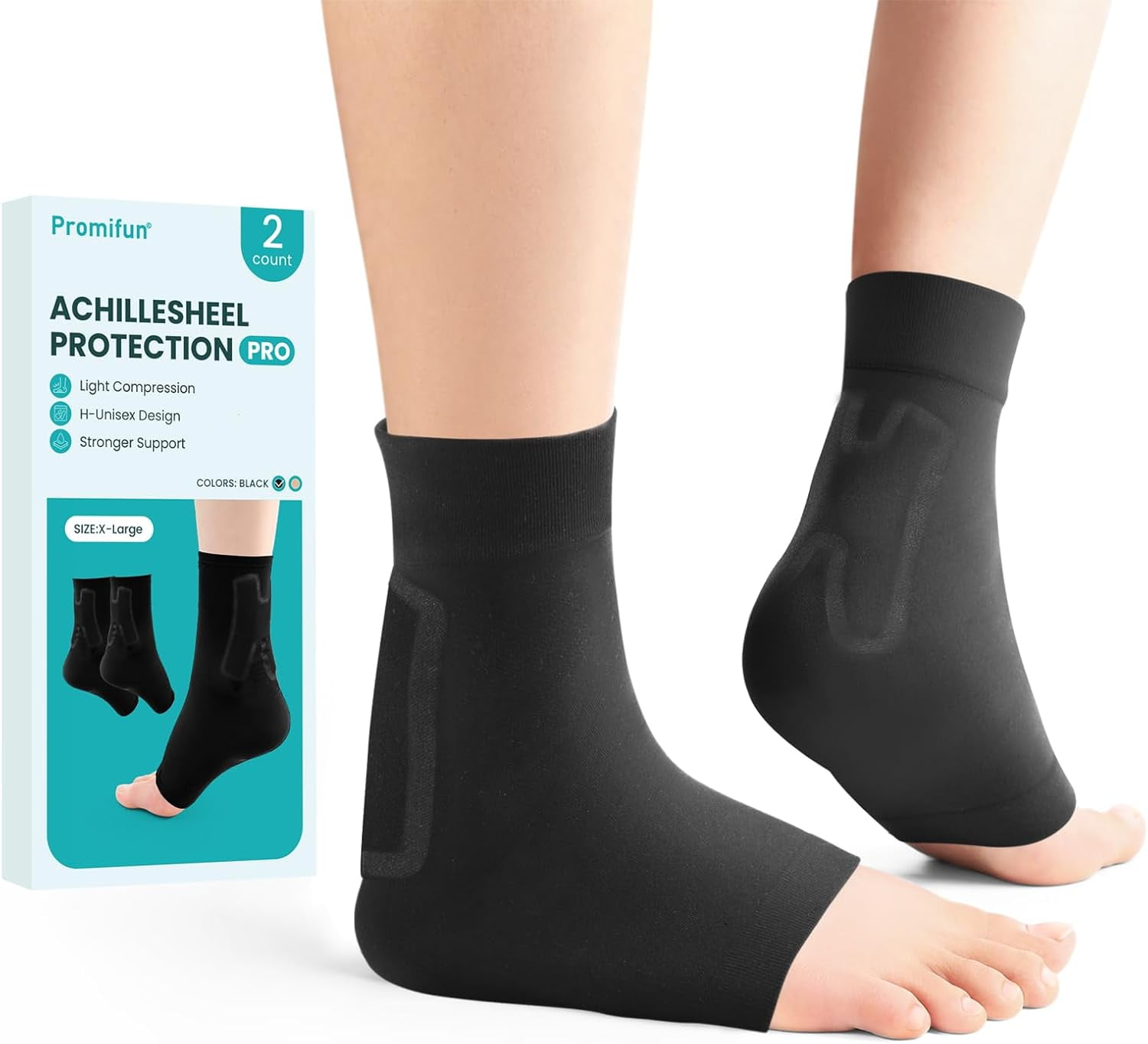Promifun Achilles Tendon Heel Protector - Compression Padded Sleeve ...