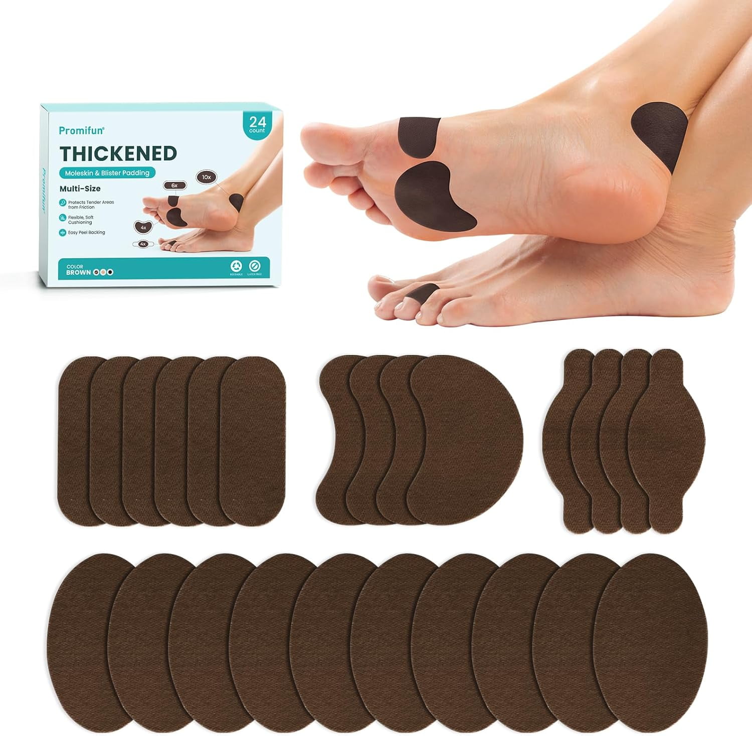 Promifun Blister Prevention Tape Moleskin Pads for Feet Mole Skin Patch ...