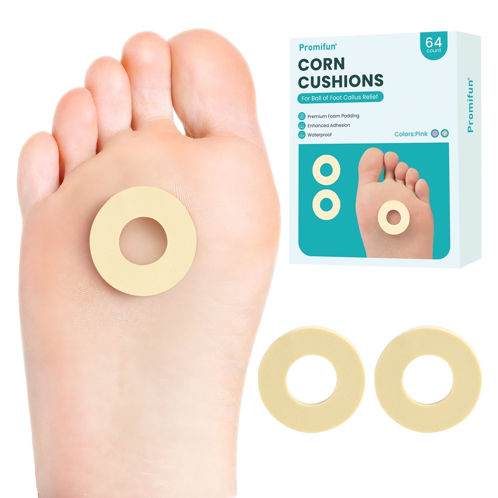 Promifun Callus Cushions for Bottom of Foot - Round Foam Padding with ...