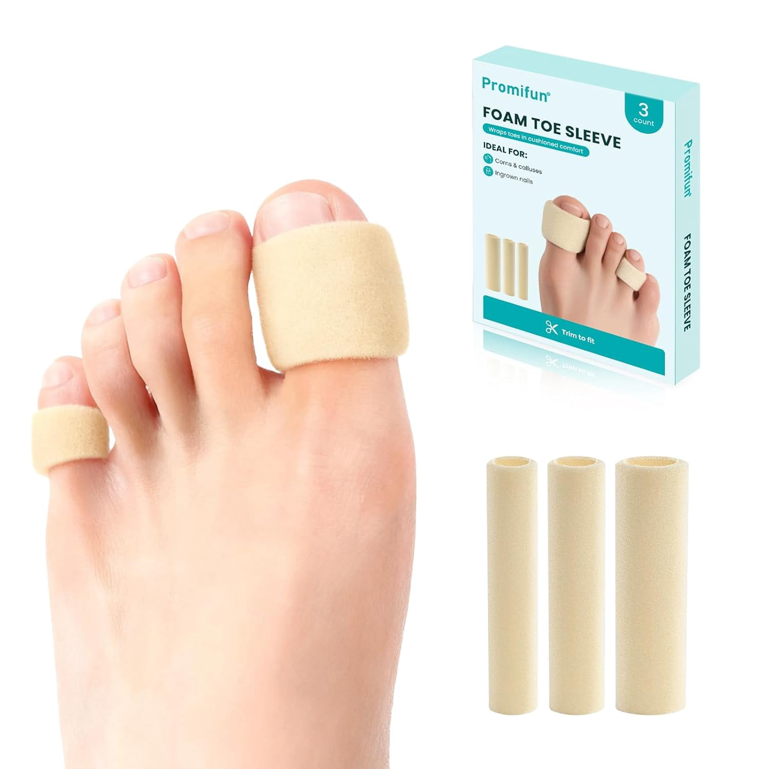 Promifun Cuttable Foam Toe Tubes Sleeves Toe Protectors Corns Calluses ...