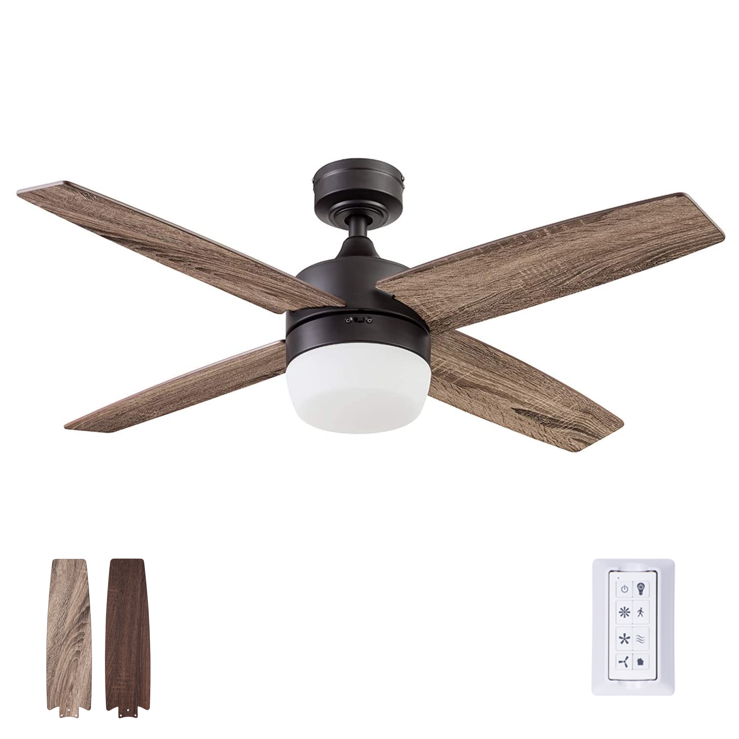 Mainstays 44" Hugger Indoor Ceiling Fan with Single Light, Satin Nickel ...