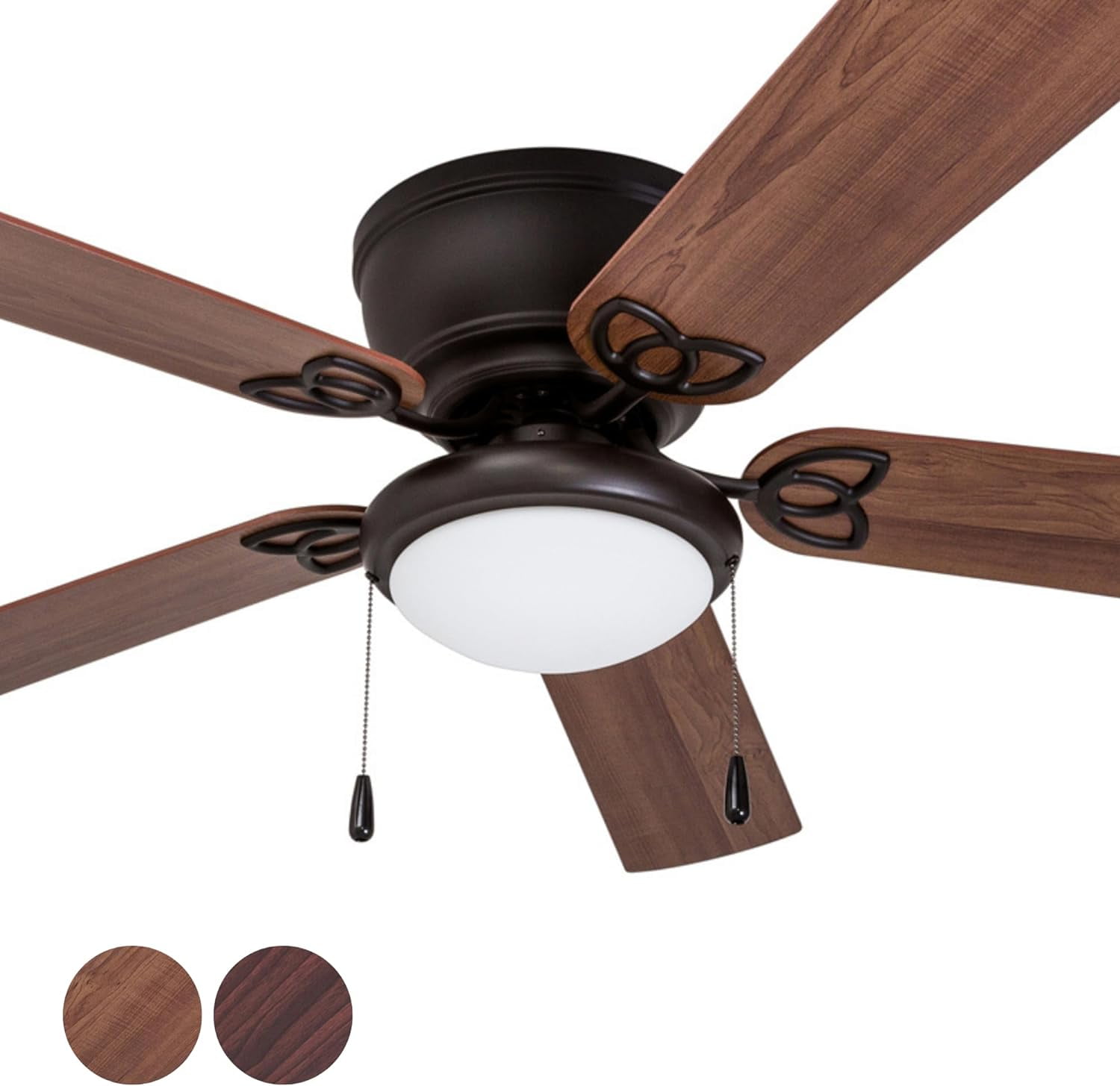 Prominence Home 51429 Benton Hugger/Low Profile Ceiling Fan, 52” Walnut ...