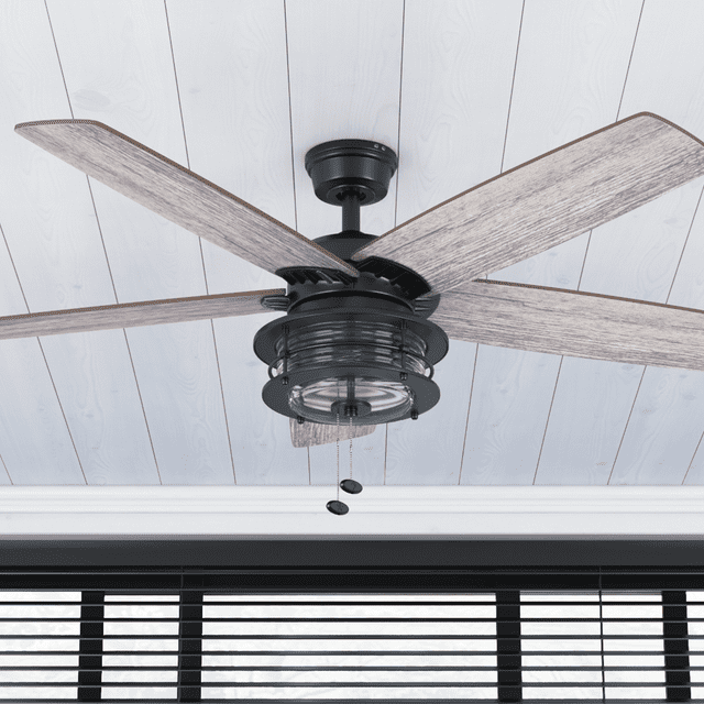 Prominence Home Foxhaven 52" Black Ceiling Fan with Light, 5 Blades ...