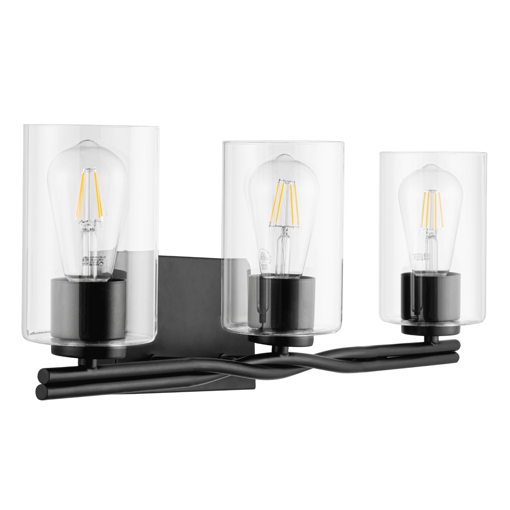 Prominence Home Lantier Matte Black 3-Light Vanity with Clear Glass ...