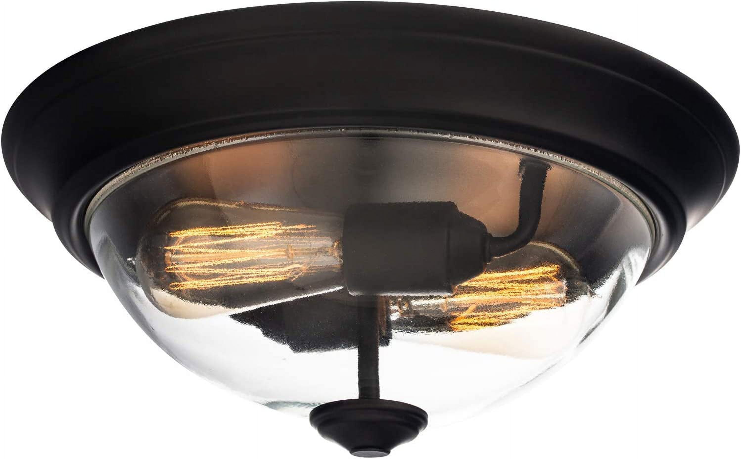 Prominence Home Madalyn 13" Bronze Flush Mount Clear Glass Bowl Indoor ...