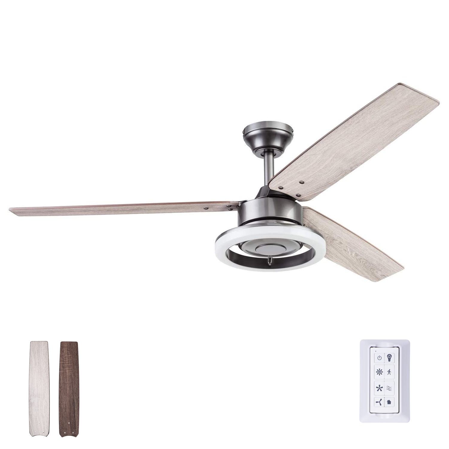 Honeywell Kaliza 56-Inch Gun Metal Indoor LED Ceiling Fan with Remote ...