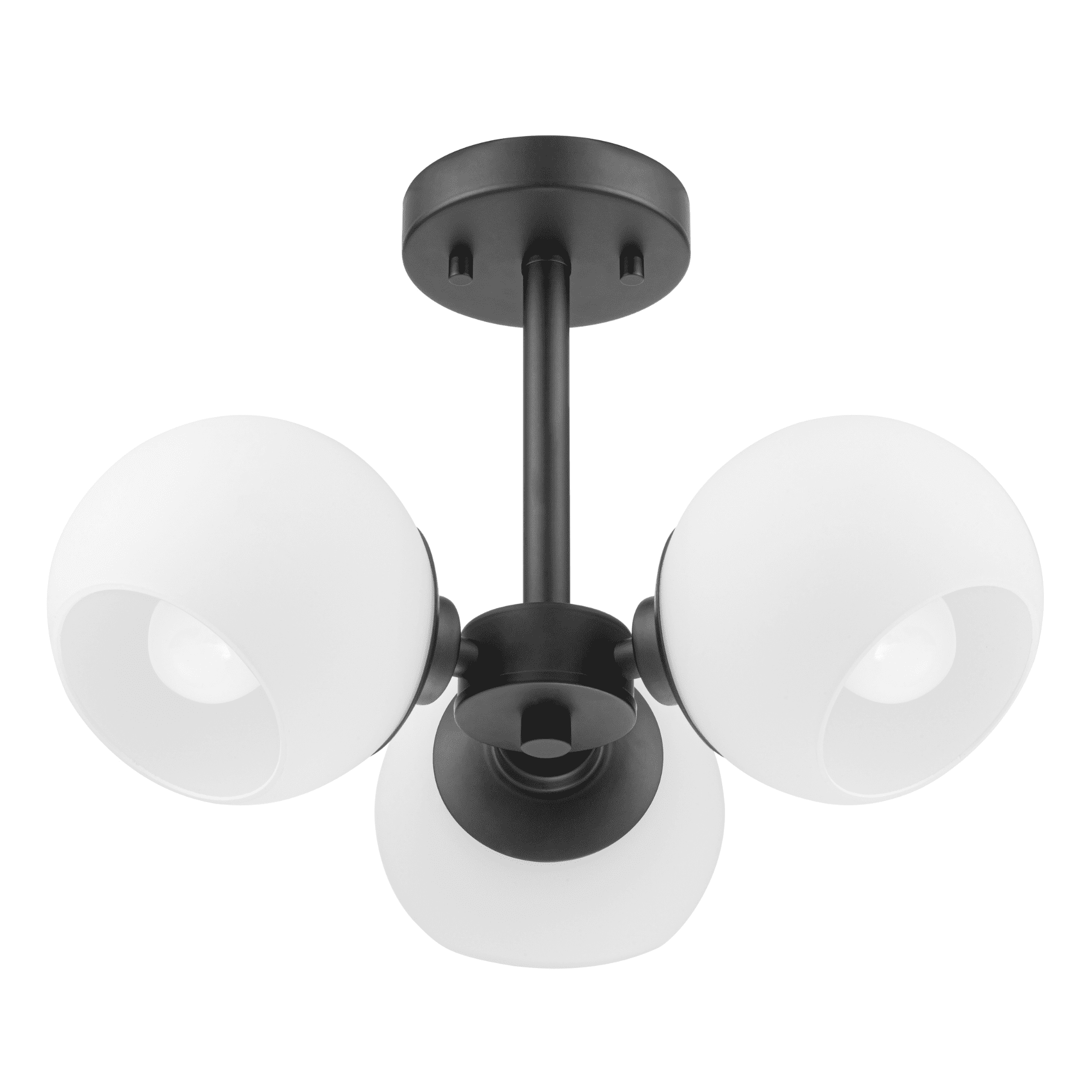 Prominence Home Stoll Matte Black 3-Light Semi-Flush Mount Fixture with ...