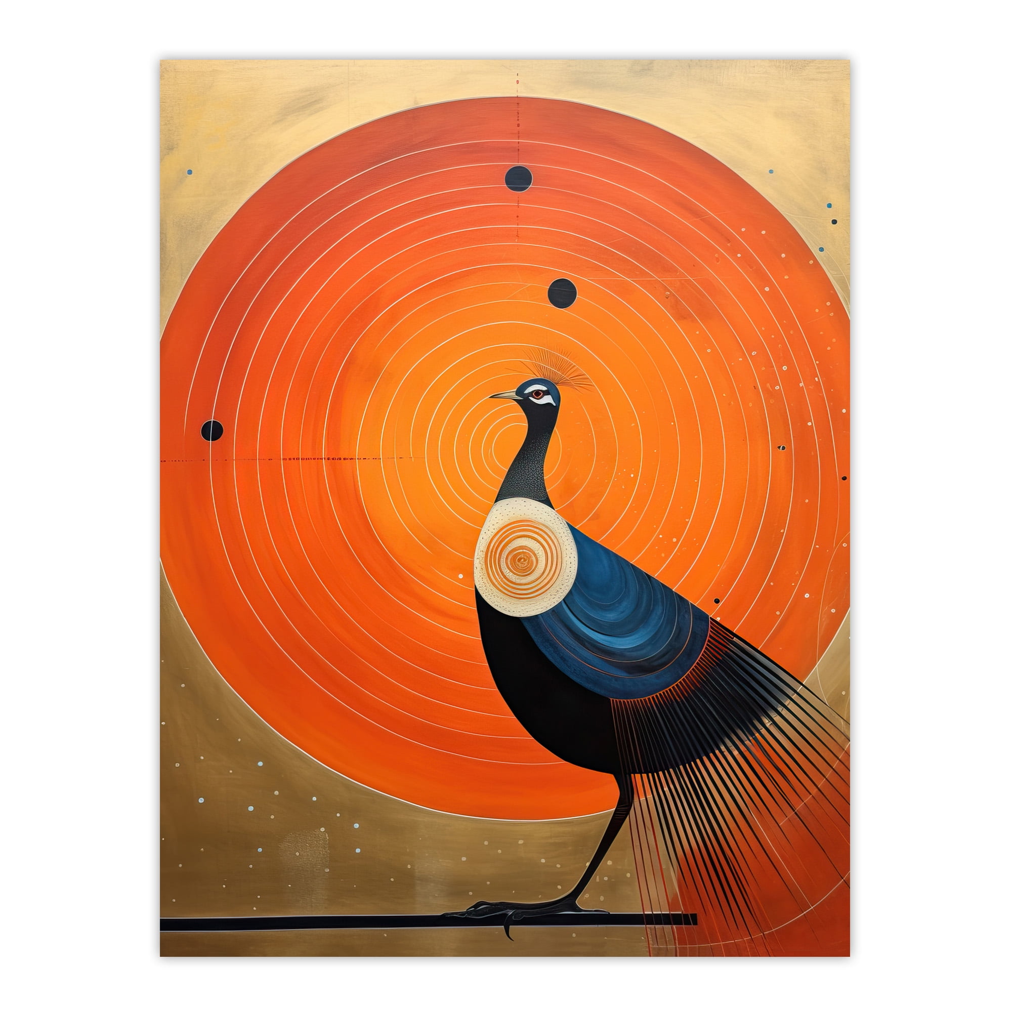 Prominent Peacock Vibrant Oil Painting Orange Blue Hilma af Klint ...