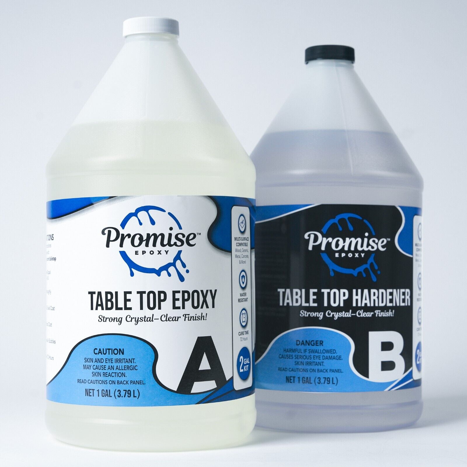 Promise Epoxy - 2 Gallon Kit of Clear Table Top Epoxy Resin That Self ...