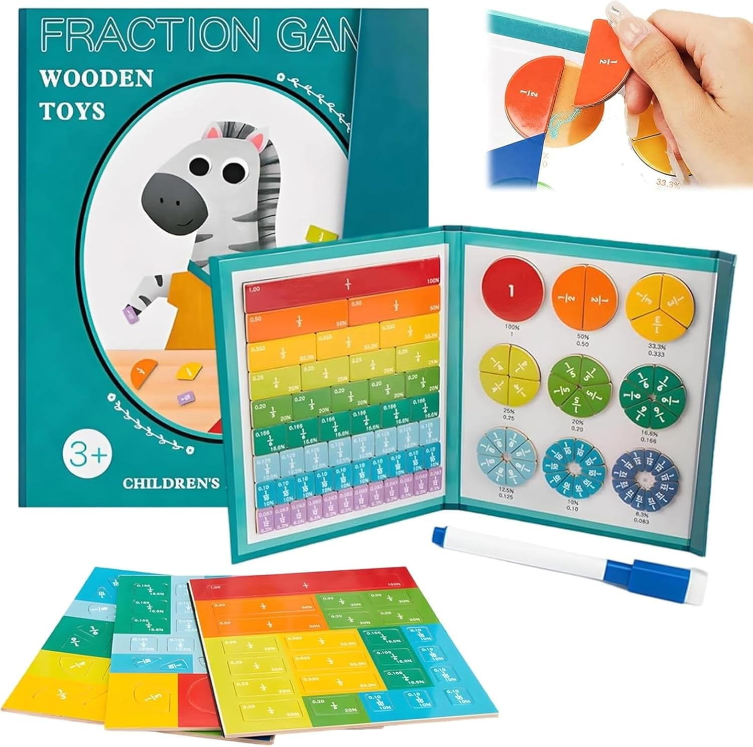 Promisety Magnetic Fraction Demonstration Book, Educational Highiy ...