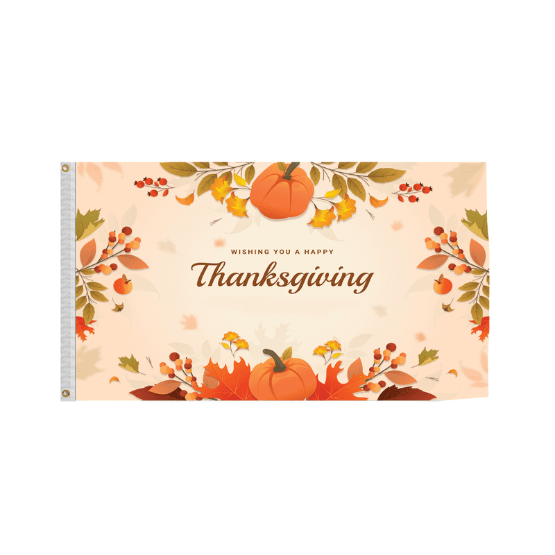 Promo Patriot Wishing You a Happy Thanksgiving Flag -Pumpkin and Leaves ...
