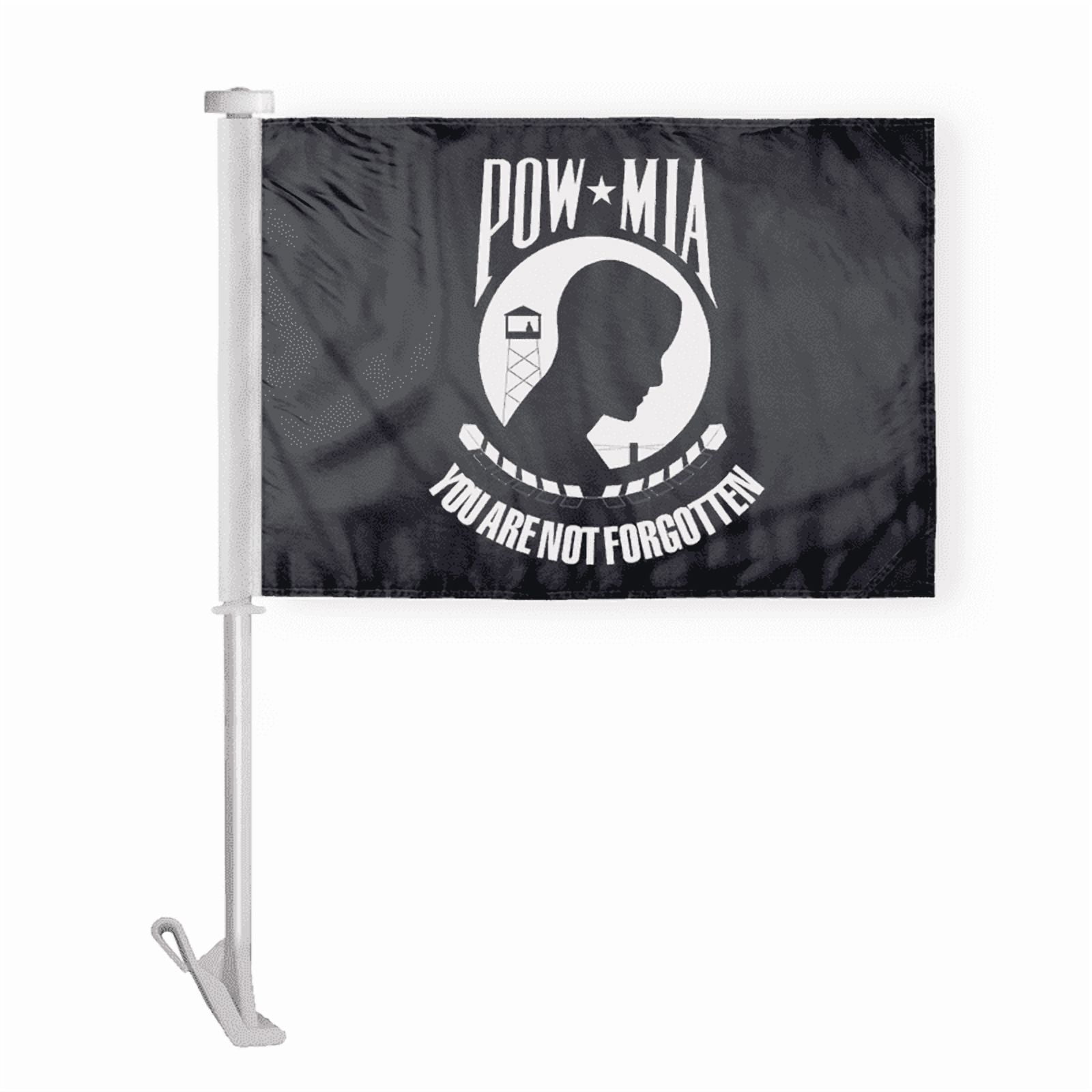 Promo Patriot's 12x16 inch US POW MIA Black Car Flag with 17-inch White ...