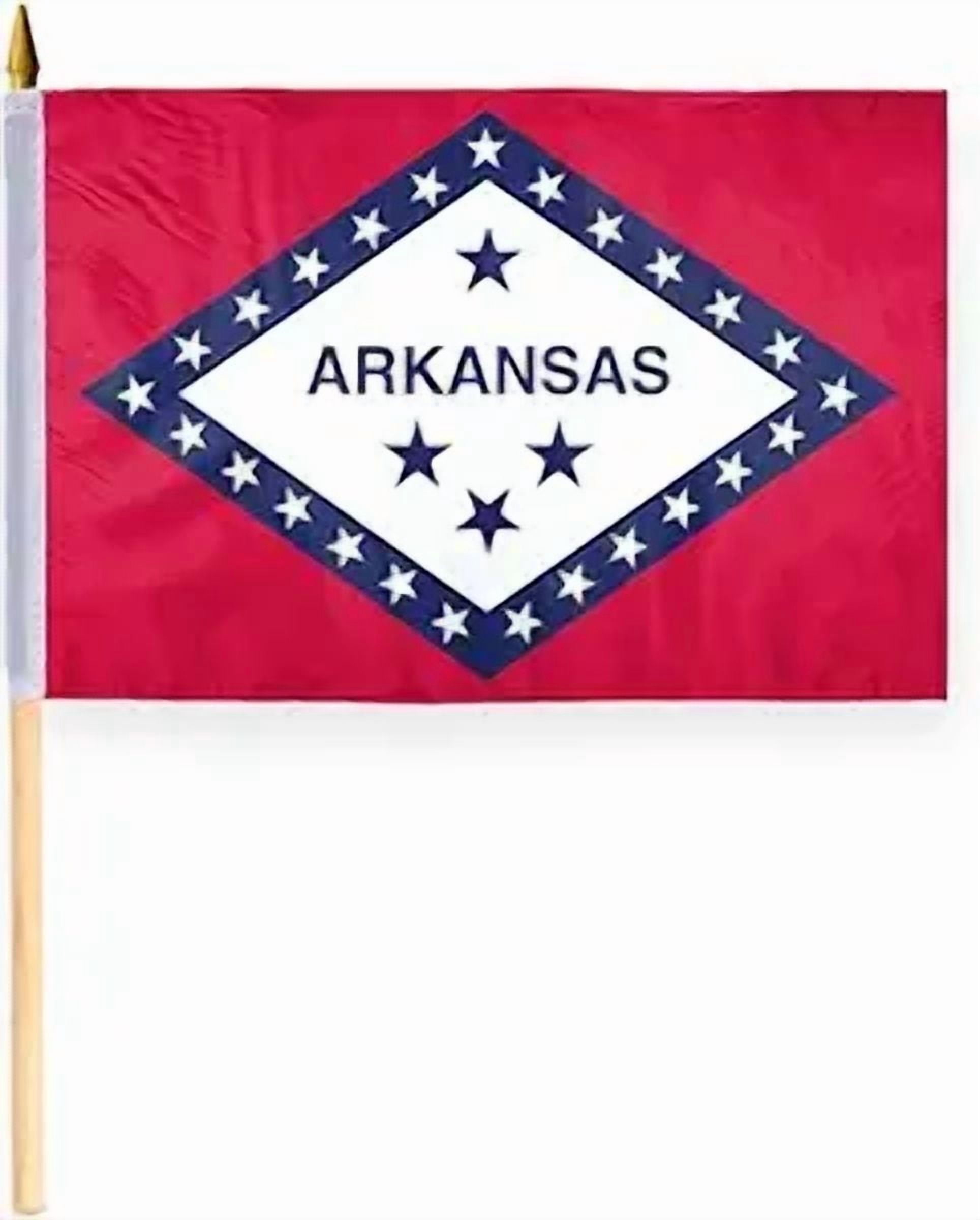 Promo Patriot's Arkansas State Stick Flag 12x18 Inch - with 24 inch ...