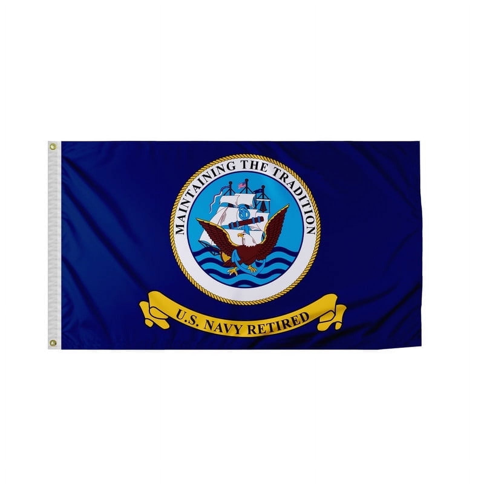 PromoPatriot U.S. Navy Retired USNA Flag 3x5 ft 200D Nylon with Canvas ...