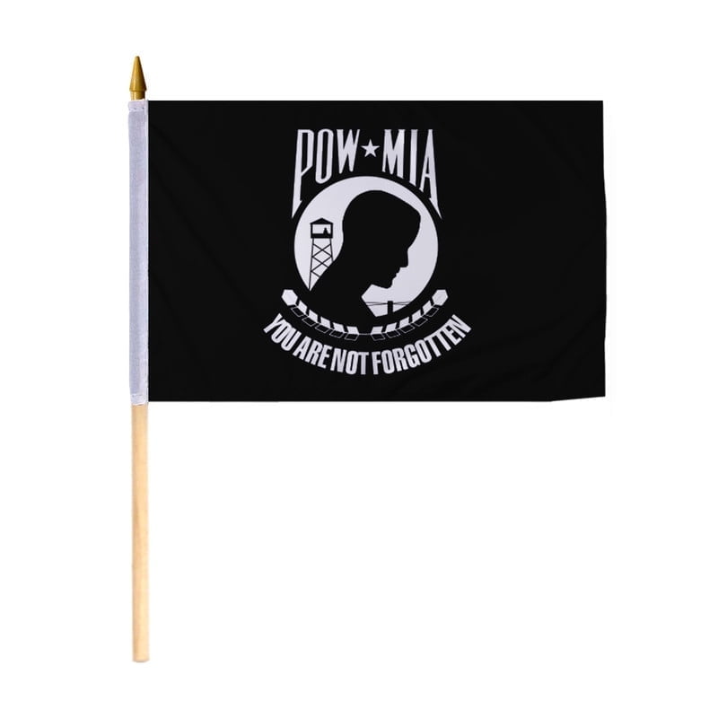 Promo Patriot's US POW MIA Black 6x9 inch Stick Flag, Mounted on 18 ...