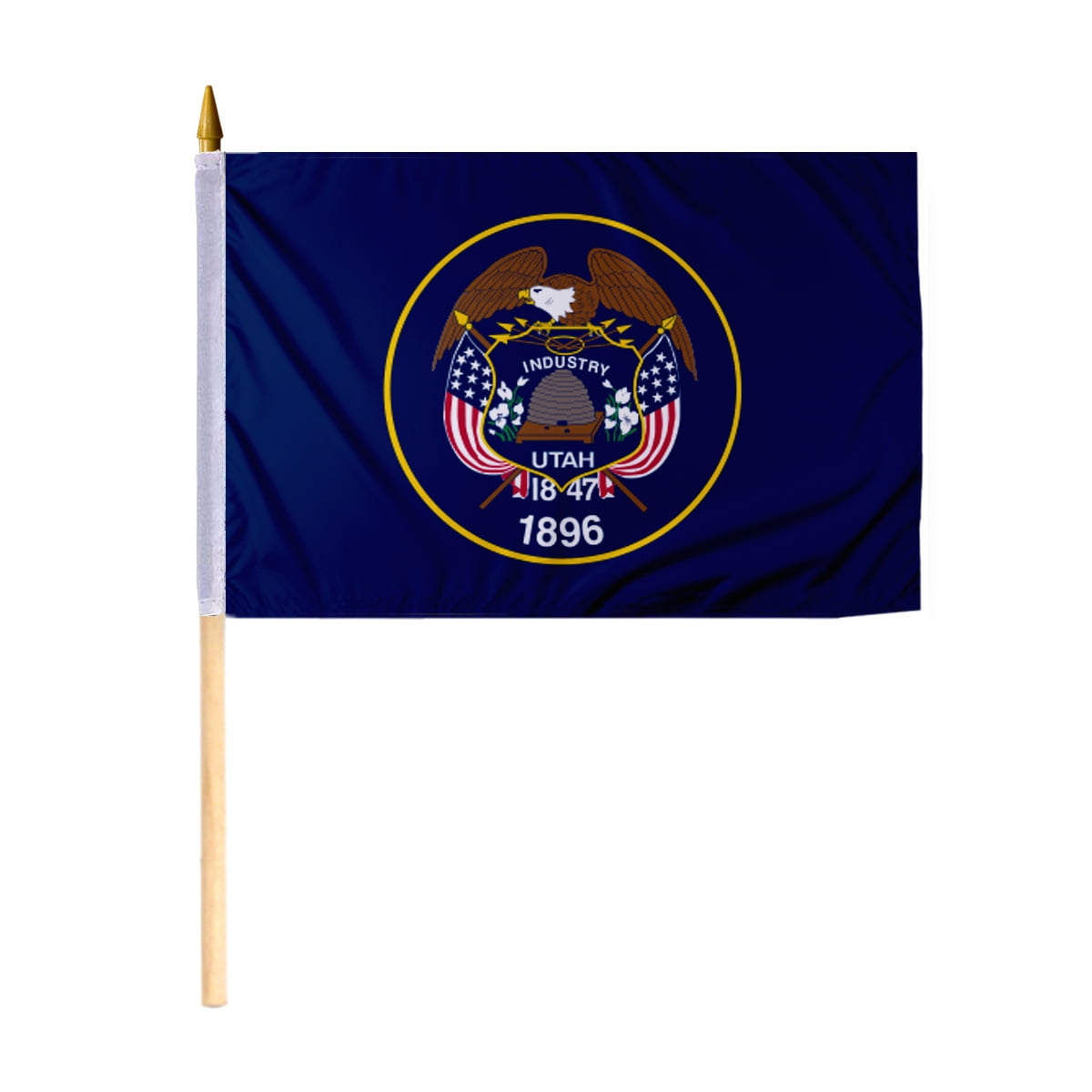 Promo Patriot's Utah State Stick Flag 12x18 Inch - with 24 inch Wooden ...