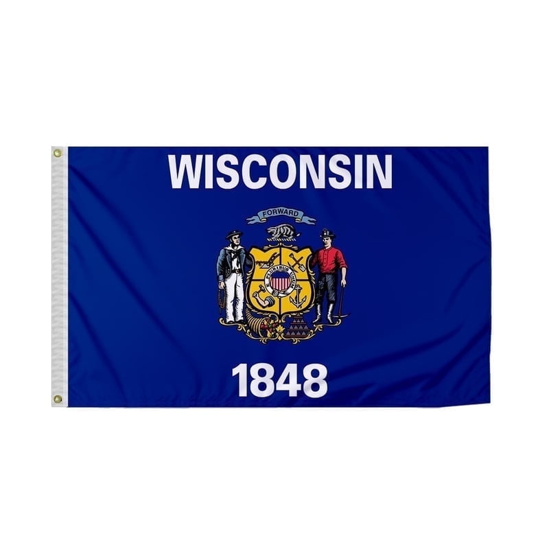 Promo Patriot's Wisconsin State Flag 5x8 ft - Single Ply Reverse Print ...